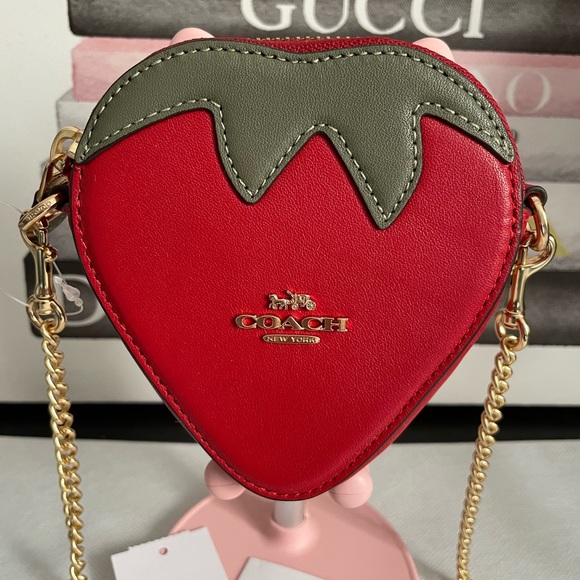 Coach | Bags | Nwt Coach Strawberry Coin Case With Crossbody Chain ...